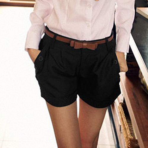 Fashion Loose Shorts, Thenlian Women's Solid England style Mid Waist Casual Summer Shorts Pants(XL, Black)