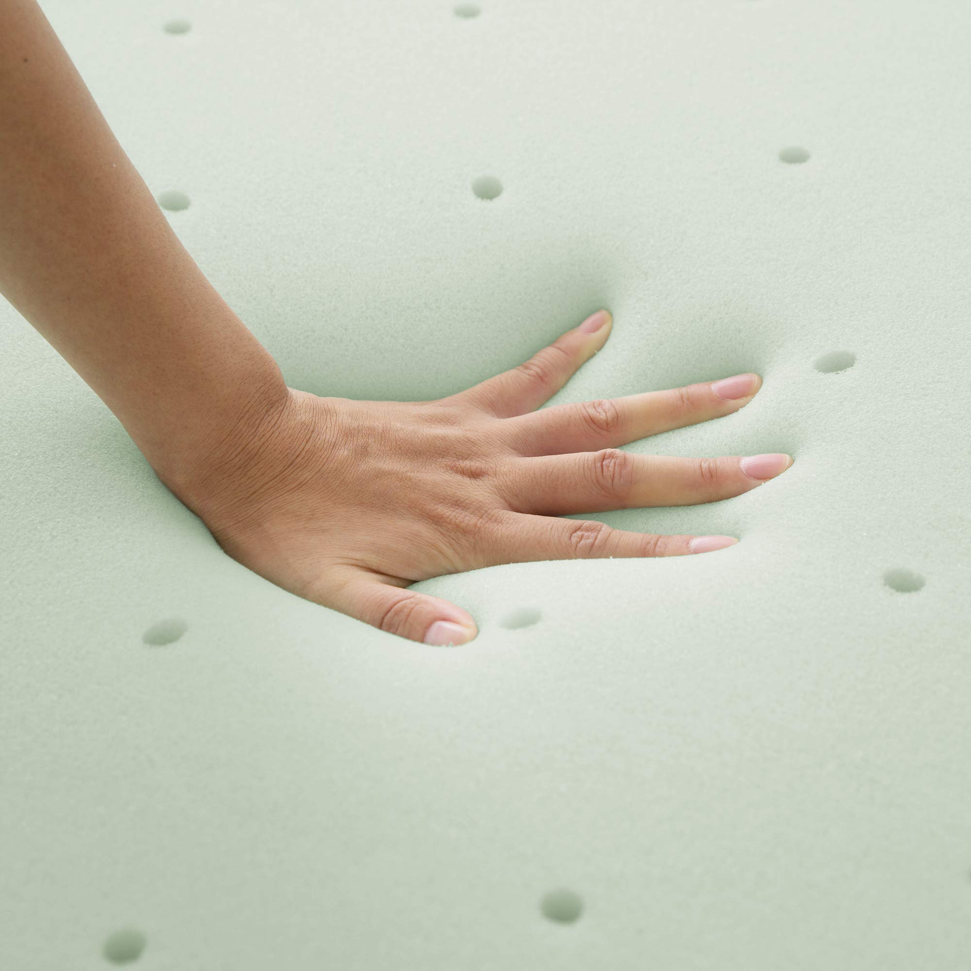 Best Price Mattress 2 Inch Ventilated Memory Foam Mattress Topper, Calming Green Tea Infusion, CertiPUR-US Certified, Twin