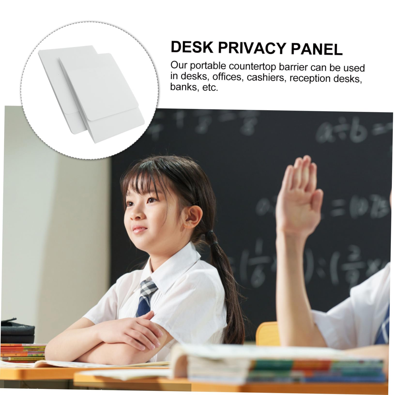 Amosfun 2pcs Portable Office Desk Desktop File Holder Desk Dividers Divide Board for Desk Protective Privacy Sneeze Guard Panel Desktop Classroom Dividers Plastic Screen Student Partition
