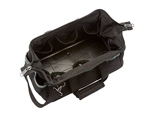 Amazon Brand - Denali Wide Mouth Tool Bag with Water Proof Molded Base, 16.5 x 10.2 x 8.7 inches L x W x H, Black