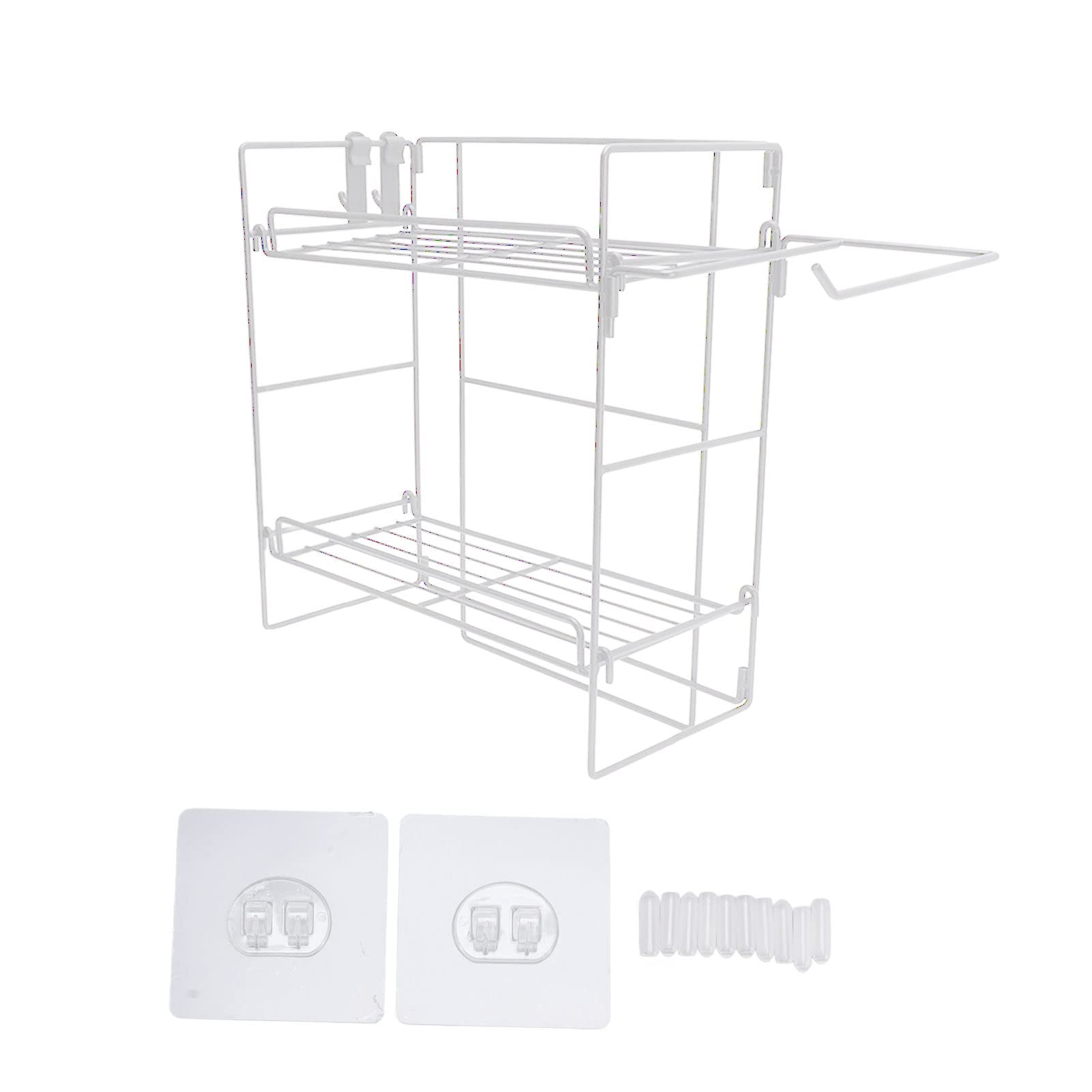 Airshi Over Toilet Storage Rack, 2 Tier Ventilation and Drainage Bathroom Organizer Shelves Space Saving Hollow Out Base No Drilling with Hooks for Home (White)