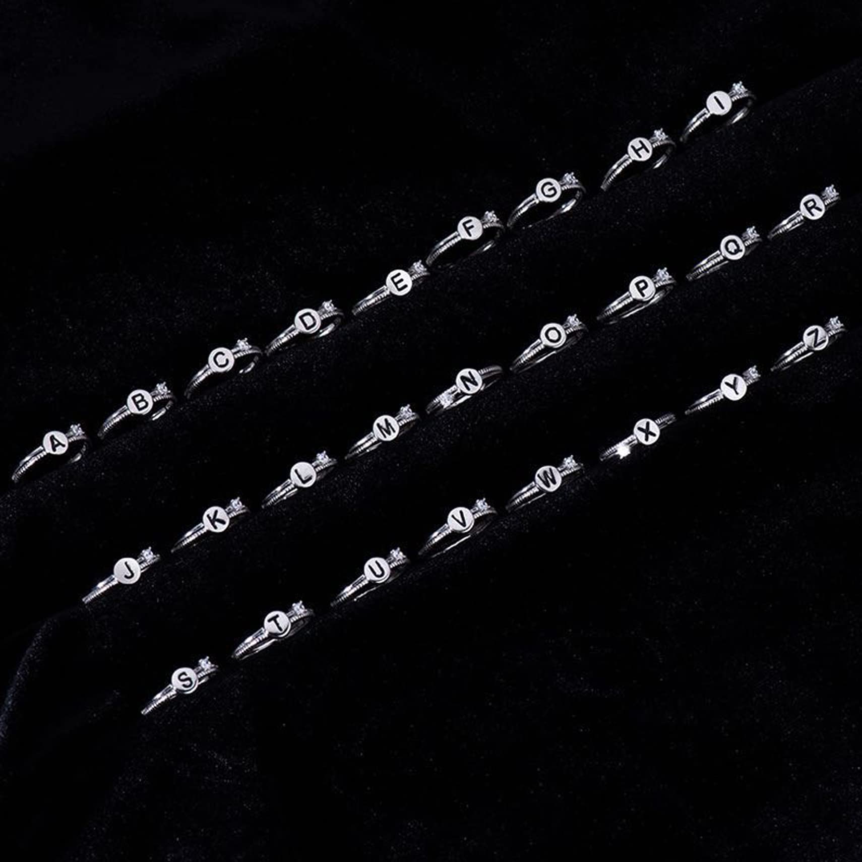 AIFOKIVO Letter G Rings for Grandma, Adjustable Initial A-Z Ring in 925 Sterling Silver, Stackable Open Alphabet Charms Rings Gifts for Grandpa/Granddauther/Godmother
