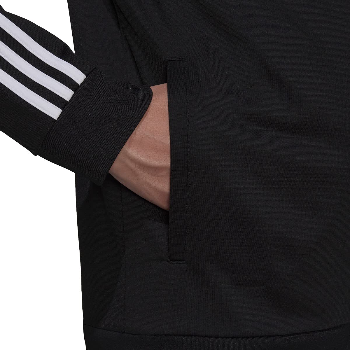 adidas Men's Essentials Warm-Up 3-Stripes Track Top, Black/White, Large