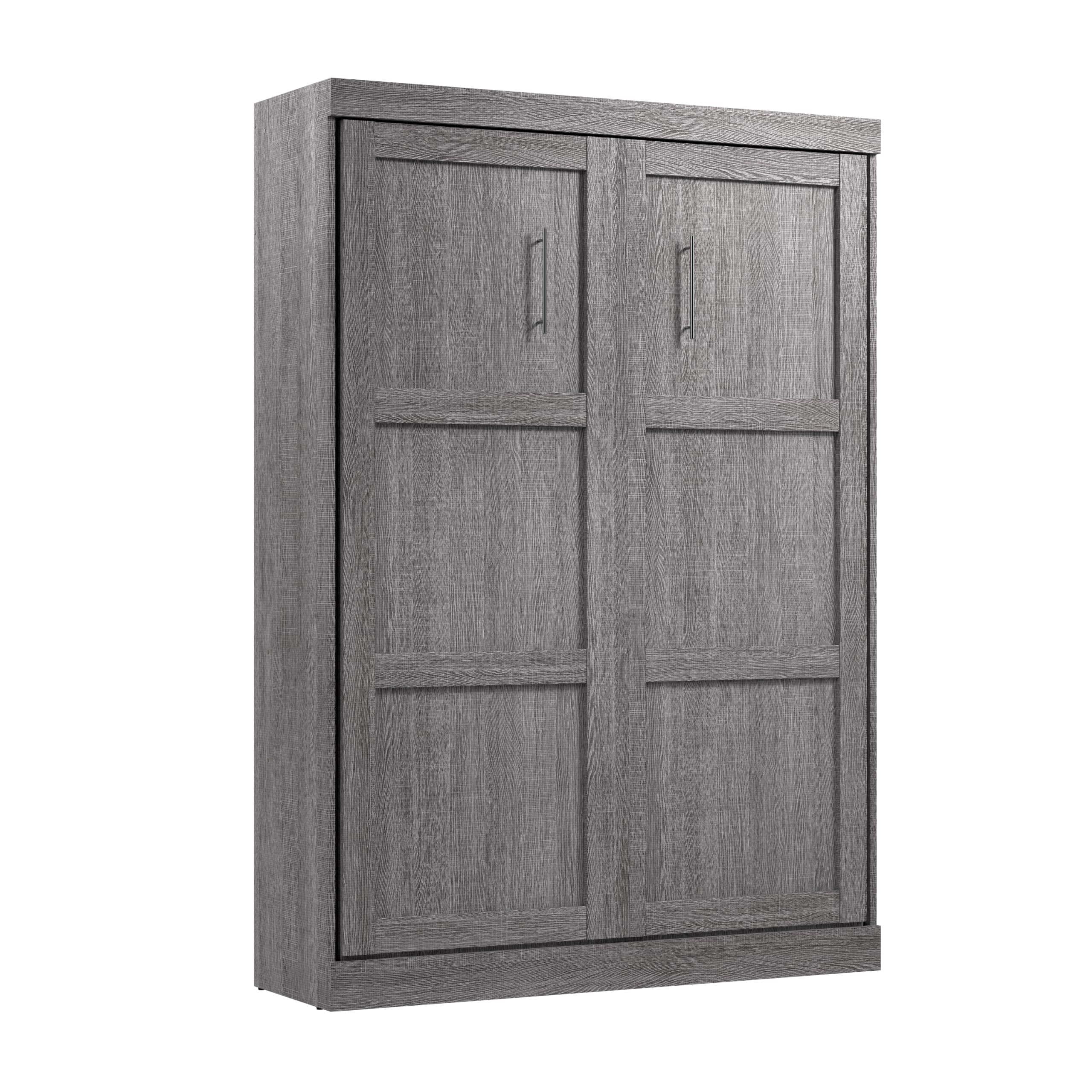 Bestar Pur Full Murphy Bed, 59-inch Space-Saving Sleeping Arrangement for Multipurpose Guest Room or Home Office, Full, Bark Grey