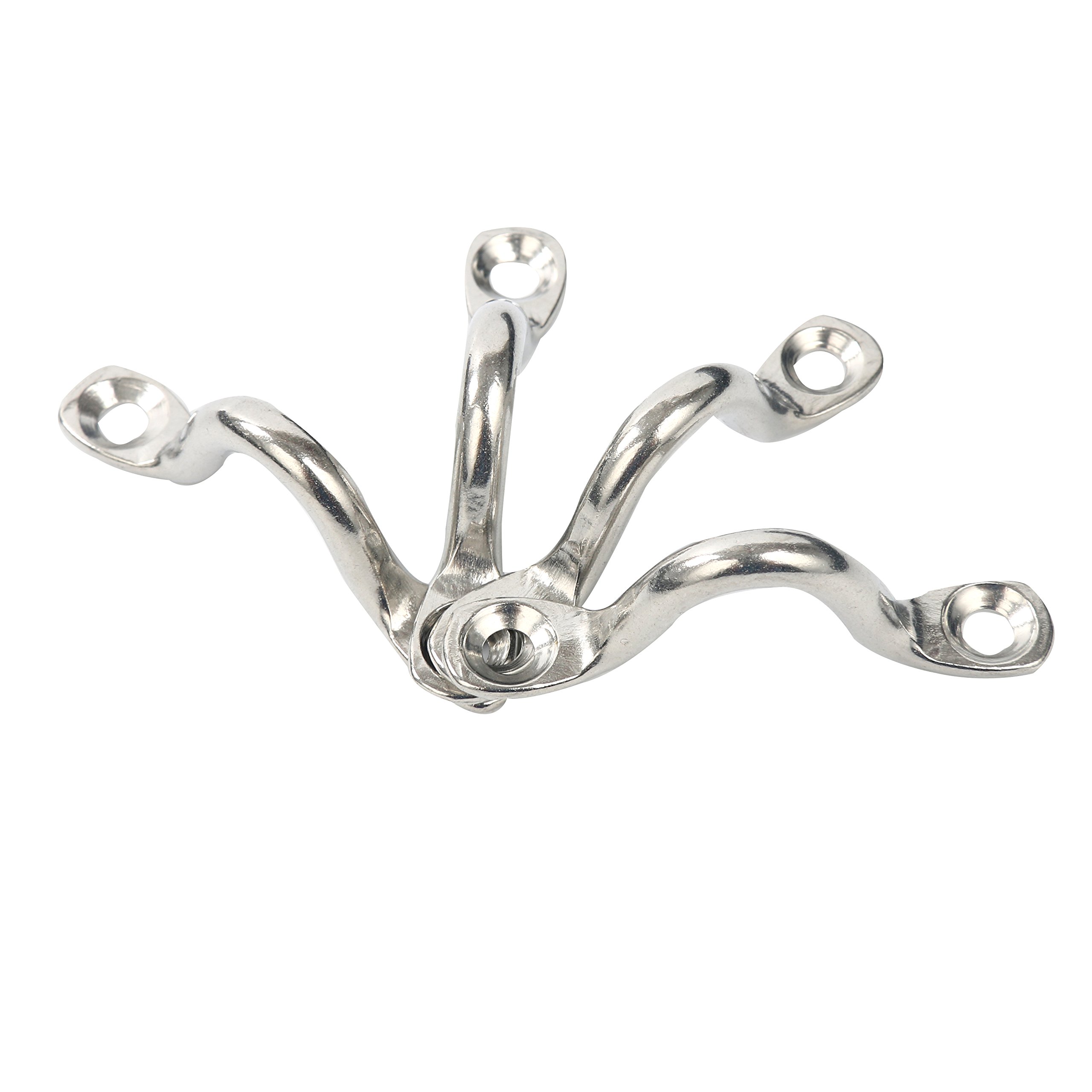Amarine Made Pack of 8 Stainless Steel Bimini Boat Top PAD Eye, Eye Straps, Tie Down, Kayak Deck Loops, Tie Down Anchor Point, footman's Loop for Kayak Canoe Rigging