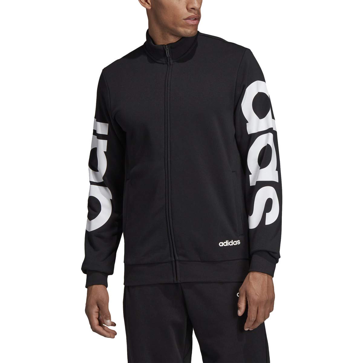 adidas Men's Essentials Track Jacket, Black/White, X-Large