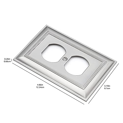 Amazon Basics Decorative 1-Gang Duplex Wall Plate, 3-Pack - Satin Nickel
