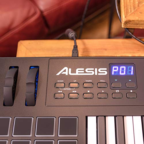 Alesis VI25 - 25 Key USB MIDI Keyboard Controller with 16 Pads, 8 Assignable Knobs, 24 Buttons and 5-Pin MIDI Out Plus Production Software Included,Black