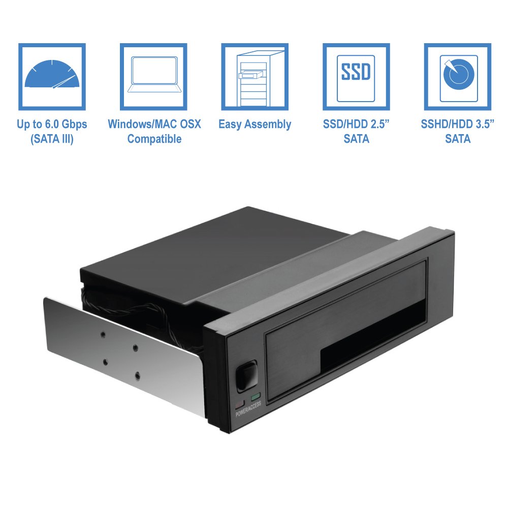 Kingwin Universal Hot Swap Mobile Rack For 2.5” or 3.5” SSD/HDD, Internal Tray-Less SATA Hard Drive Backplane Enclosure, Support SATA I/II/III & SAS I/II 6Gbps and [Optimized for 2.5” or 3.5” SSD/HDD]