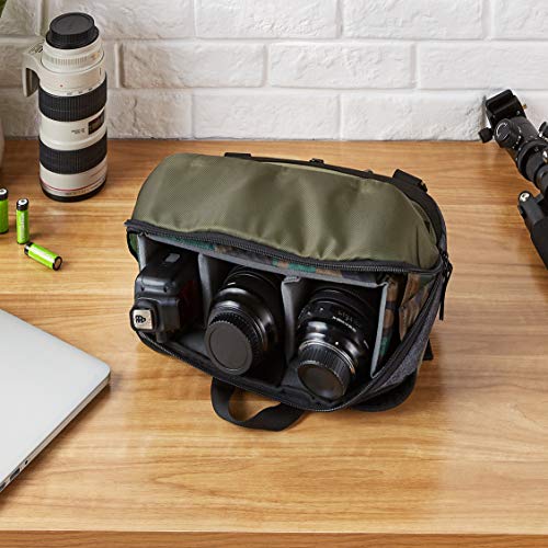 Amazon Basics 2-Way Camera Bag - 14 x 10 x 5 Inches, Green, Solid