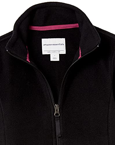 Amazon Essentials Girls' Polar Fleece Full-Zip Mock Jacket, Black, XX-Large