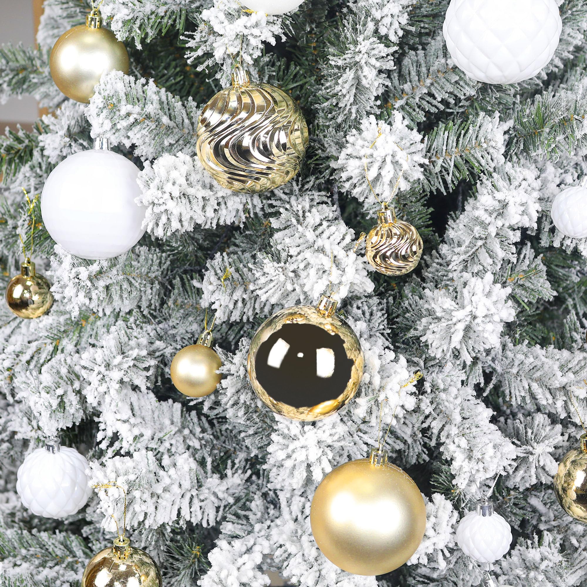 Annecy Christmas Tree Ornaments - 36 PCS Shatterproof Christmas Ball Ornaments Set for Christmas, Holiday, Wreath & Party Decorations (Multi-Size, White)