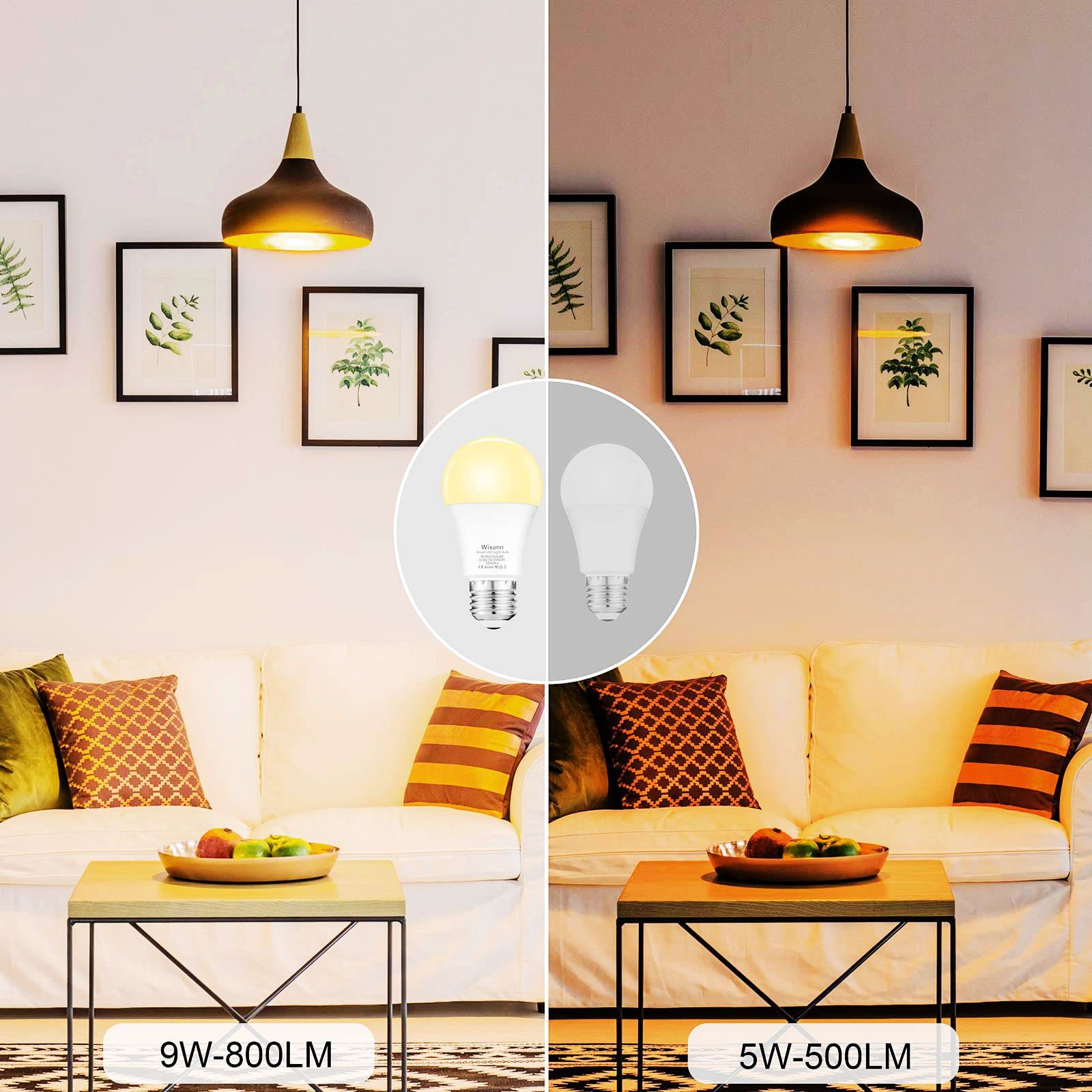 Alexa Smart WiFi Light Bulb, 9W RGBCW Color Changing Led Bulb Compatible with Alexa Echo Google Home and Siri, 2700K-6500K 900LM Dimmable A19 E26 80W Equivalent, No Hub Required - 4 Packā¦