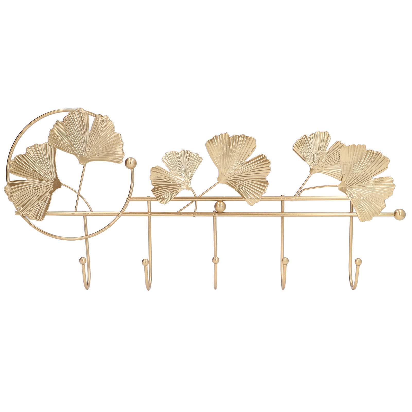 Coat Rack Wall Mount, Gold Ginkgo Leaf Shaped Coat Hanger Wall Hooks for Keys Hat Towel Purse Robes Jacket Clothes