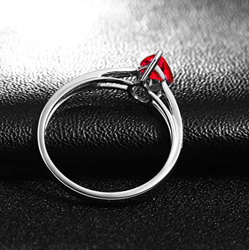 Aokarry Wedding Ring Unique Best Friend Promise Rings Silver Ring with Teardrop Pear Red Cubic Zirconia Size 6.5