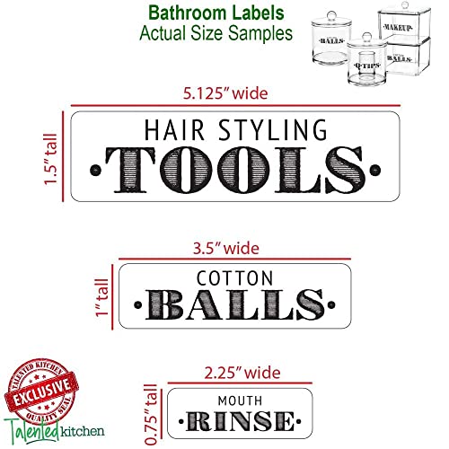 Talented Kitchen Farmhouse Bathroom Beauty Organization Labels β 72 Bathroom & Makeup Organization Preprinted Sticker. Water Resistant, Canister Labels. Jar Decals Bath Storage (Set of 72 β Bathroom)