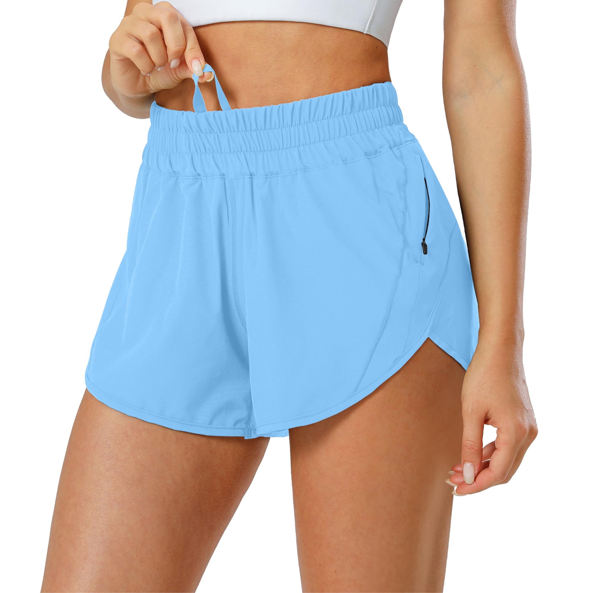 Aurefin Athletic Shorts for Women, Women's Quick Dry Running Track Shorts Workout Active Shorts with Elastic and Zip Pocket 2.5 inch Vivid Plum/S