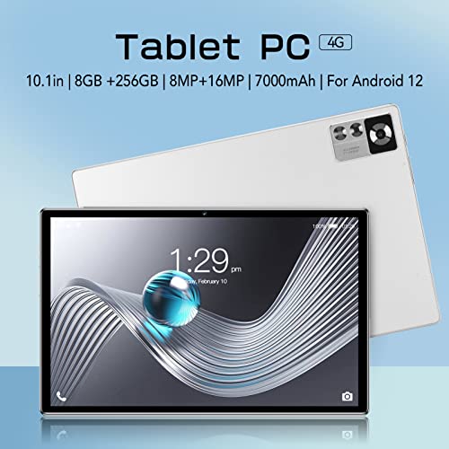 AMONIDA 10.1in Tablet, 7000mAh 100‑240V White Tablet PC 5GWIFI for Office for School (US Plug)