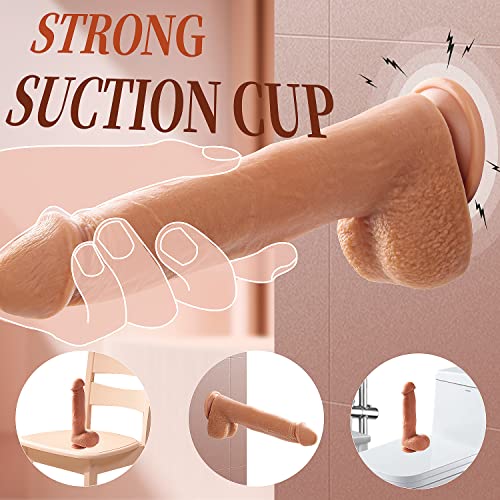 9.6" Sex Toys for Women, Realistic Dildo Vibrator with 3 Thrusting Wriggling Actions & 5 Vibration Modes,Strong Suction Cup for G-spot Anal Stimulation