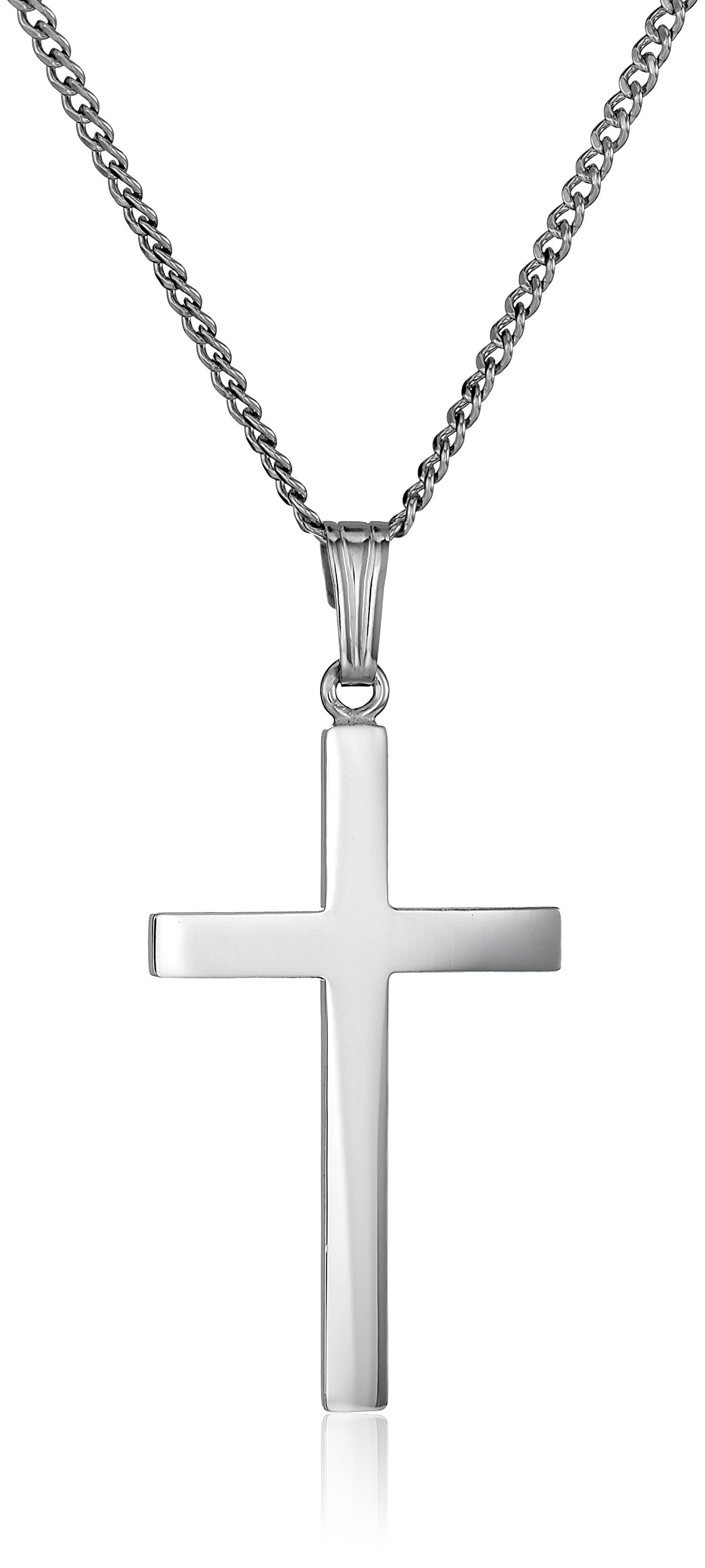 Amazon Essentials Sterling Silver Polished Cross Pendant Necklace, 20', (previously Amazon Collection)