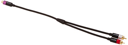 Amazon Basics 2-Male to 1-Female RCA Y-Adapter Splitter Cable - 12-Inches, Black