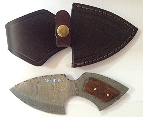 AishaTech Lucky Alphonse Bushcrafts Hunting Knife Damascus Steel Blade Wood Handle