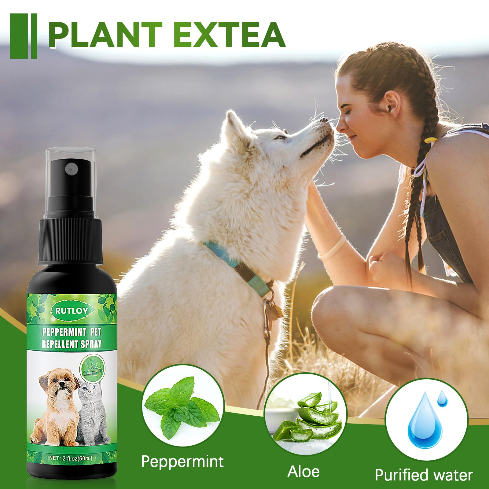 Flea and Mite Home Spray for Cats and Dogs, Essential flea and mite Treatment, Protects Your Home from Fleas and eliminates pet odours, Botanical Formula, for Indoor and Outdoor use (2oz)
