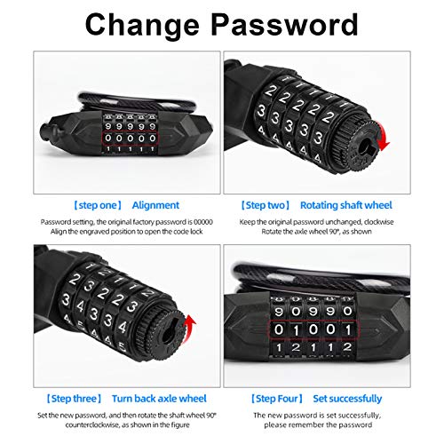 Aokid -Theft 1.2m Hill Bike Line Five-Digit Code Lock Password Black