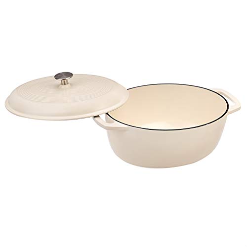 Amazon Basics Oval Enameled Cast Iron Dutch Oven-7-Quart, White, 327259140