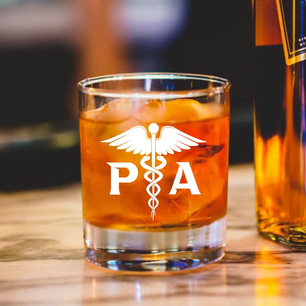AGMdesign, Funny Double sided Good Day Bad Day Don't Even Ask PA Physician Assistant Whiskey Glasses Gift for Physician Assistant, Graduation Gift