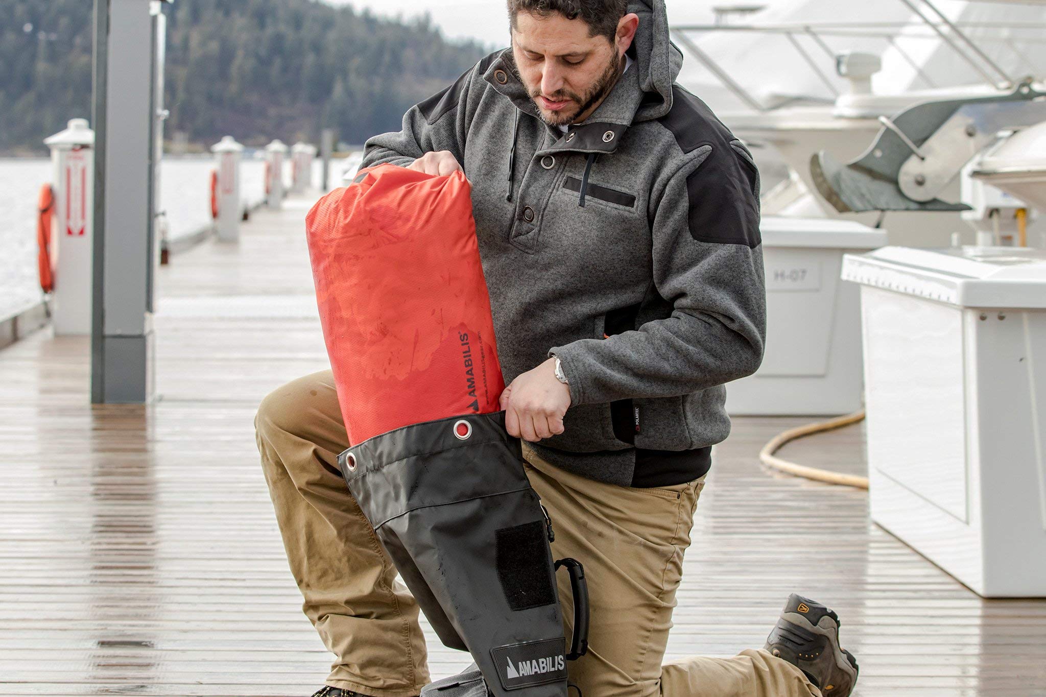 AMABILIS | Waterproof | Dry Bag | Roll Top Design with Buckle Dry Sack | 25L | Compatible with the Dave Jr. Duffel Bag | 26" x 10" | Tango