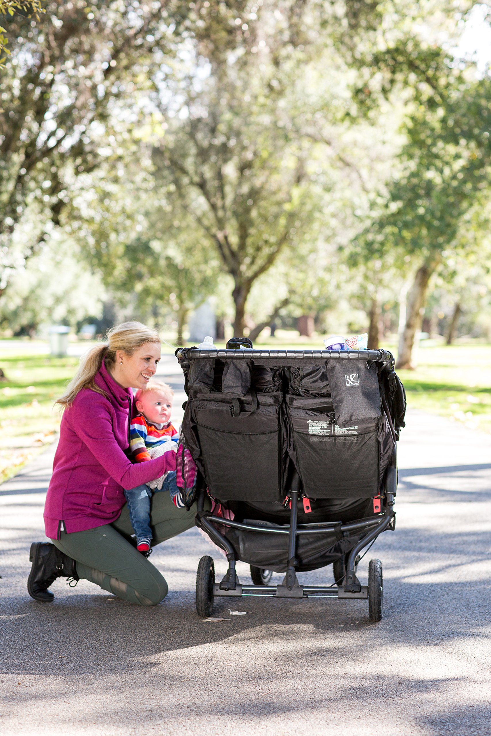 J.L. Childress DoubleCOOL Double Stroller Organizer - Stroller Accessory with Cooler and Storage - Includes Cup Holder, Cell Phone Pocket and Zippered Compartments - Black