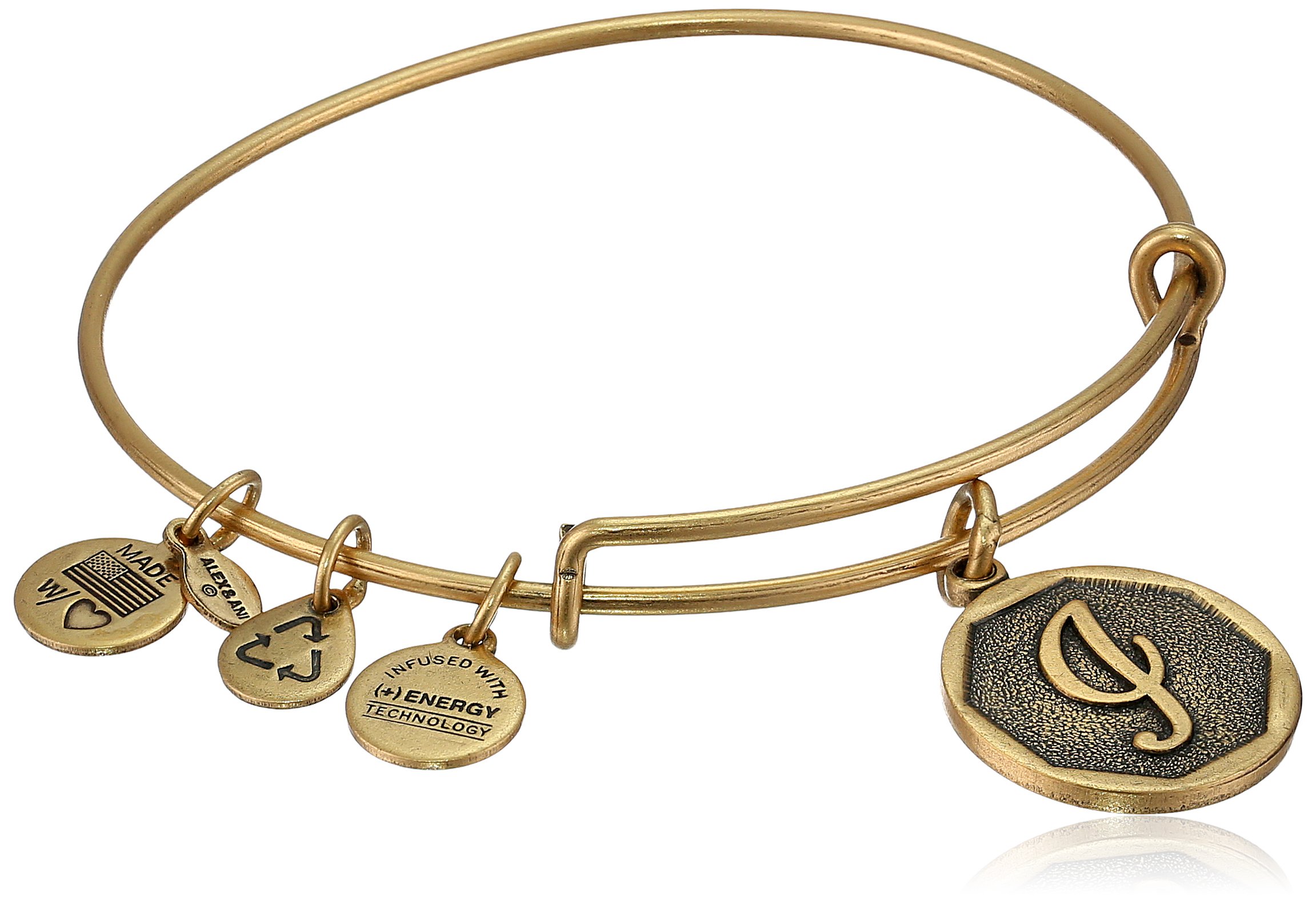 Alex and Ani Rafaelian Silver-Tone Initial "I" Expandable Wire Bangle Bracelet, 2.5"