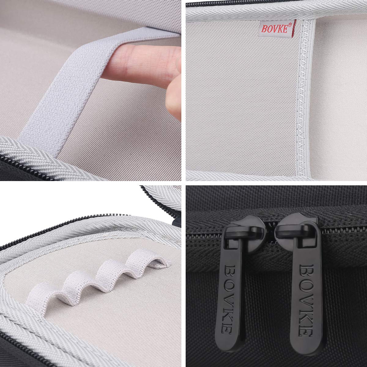 BOVKE Hard Stethoscope Case for 3M Littmann Classic III, Lightweight II S.E, Cardiology IV Diagnostic, MDF Acoustica Deluxe Stethoscopes - Extra Room for Taylor Percussion Hammer and Penlights, Black