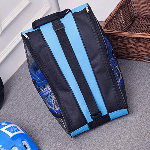 ANGIEHAIE Large Capacity Durable Ice Skates Roller Skating Carry Holder Storage Zipper Bag Blue