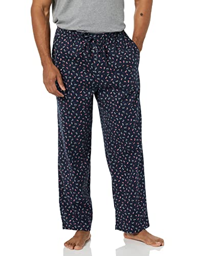 Amazon Essentials Men's Straight-Fit Woven Pajama Pant, Navy Paisley, Large