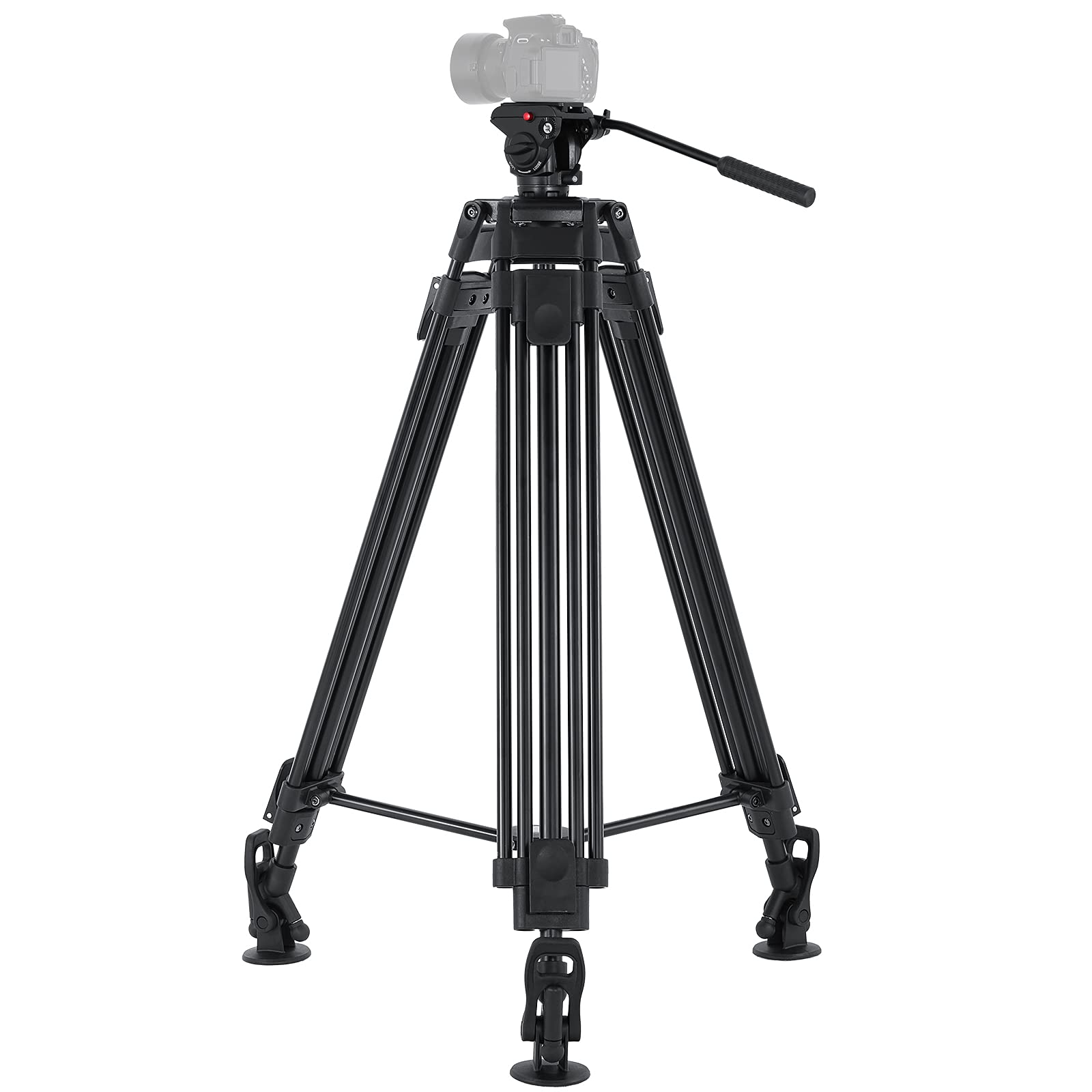 Andoer Professional Video Tripod System-67 Inch Professional Heavy Duty Aluminum Tripod with Detachable Fluid Drag Pan Tilt Head and Quick Release Plate Max Load 10kg/22lbs for Video Camcorder