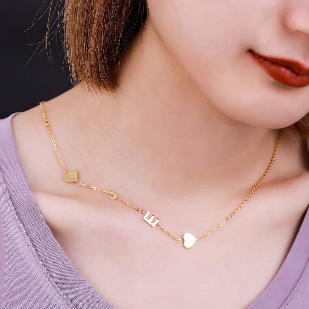 AILIN Custom Dainty Sideways Initial Necklace 925 Sterling Silver Personalized Alphabet 26 A-Z Letter Pendant Birthday Christmas Gifts For Women Mother