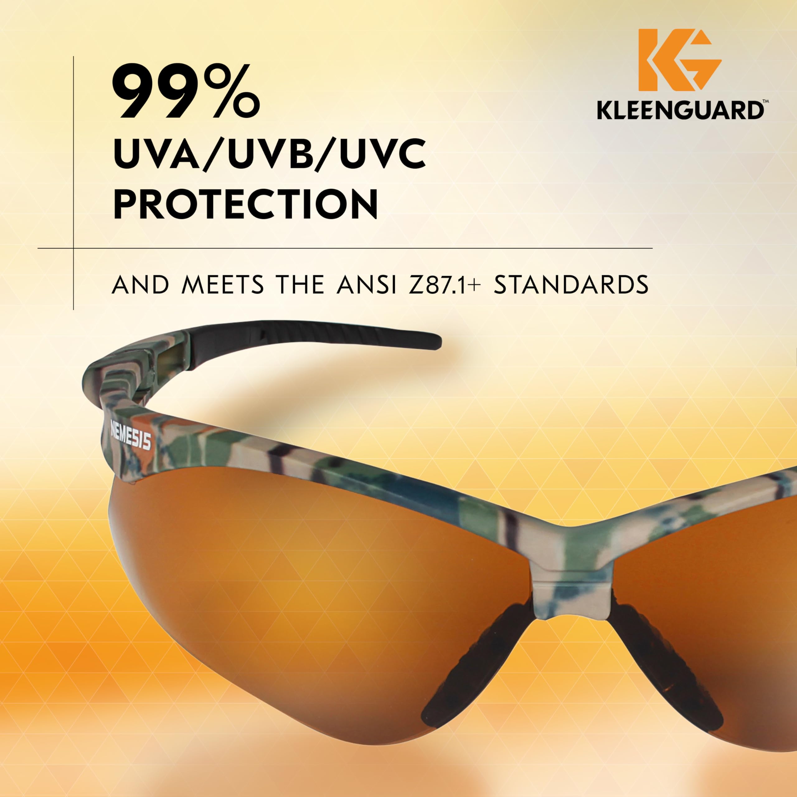 KLEENGUARD V30 Nemesis Safety Glasses (19644), Bronze Lenses with Camo Frame, 12 Pairs / Case