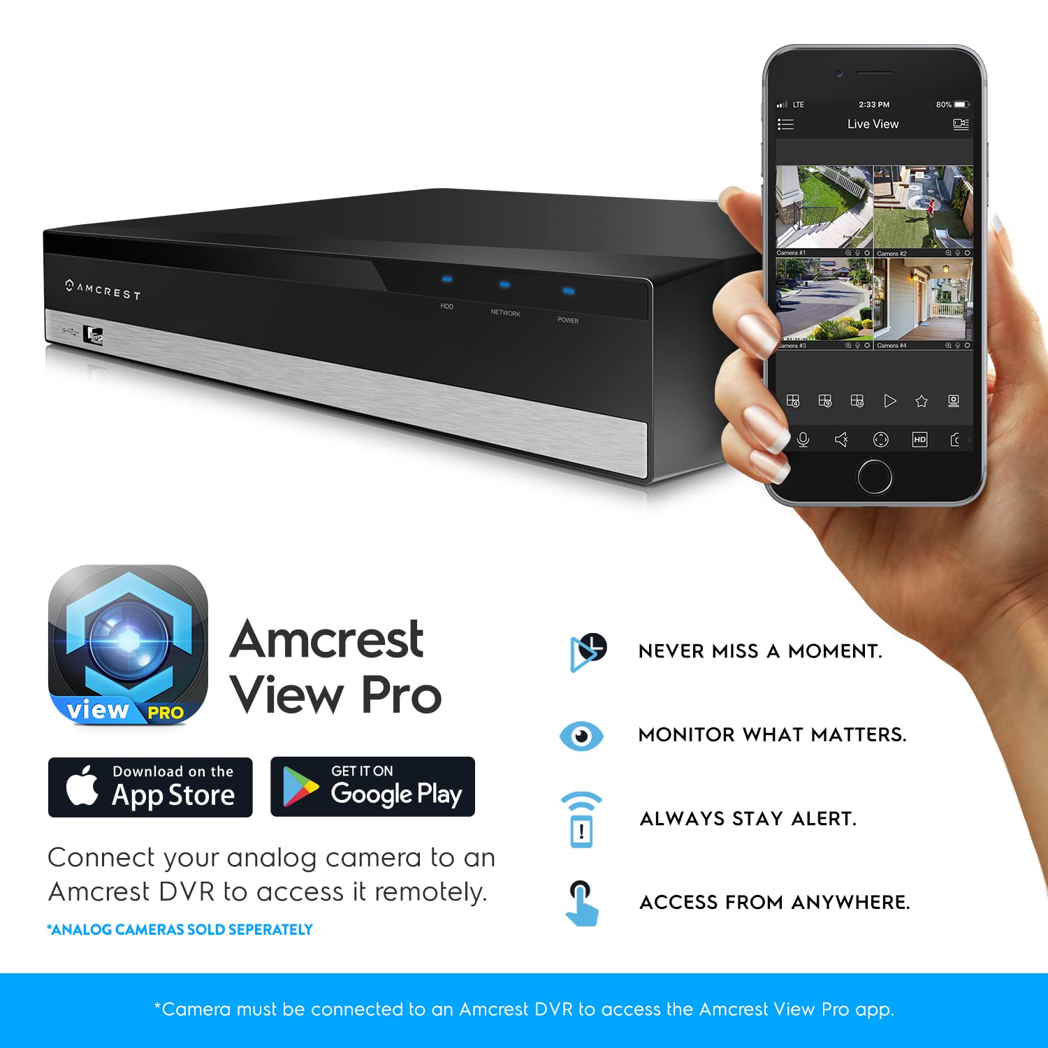 Amcrest 5MP UltraHD 8 Channel DVR Security Camera System Recorder, 5MP Security DVR for Analog Security Cameras, Remote Smartphone Access, HDD & Cameras NOT Included (AMDV5M8)