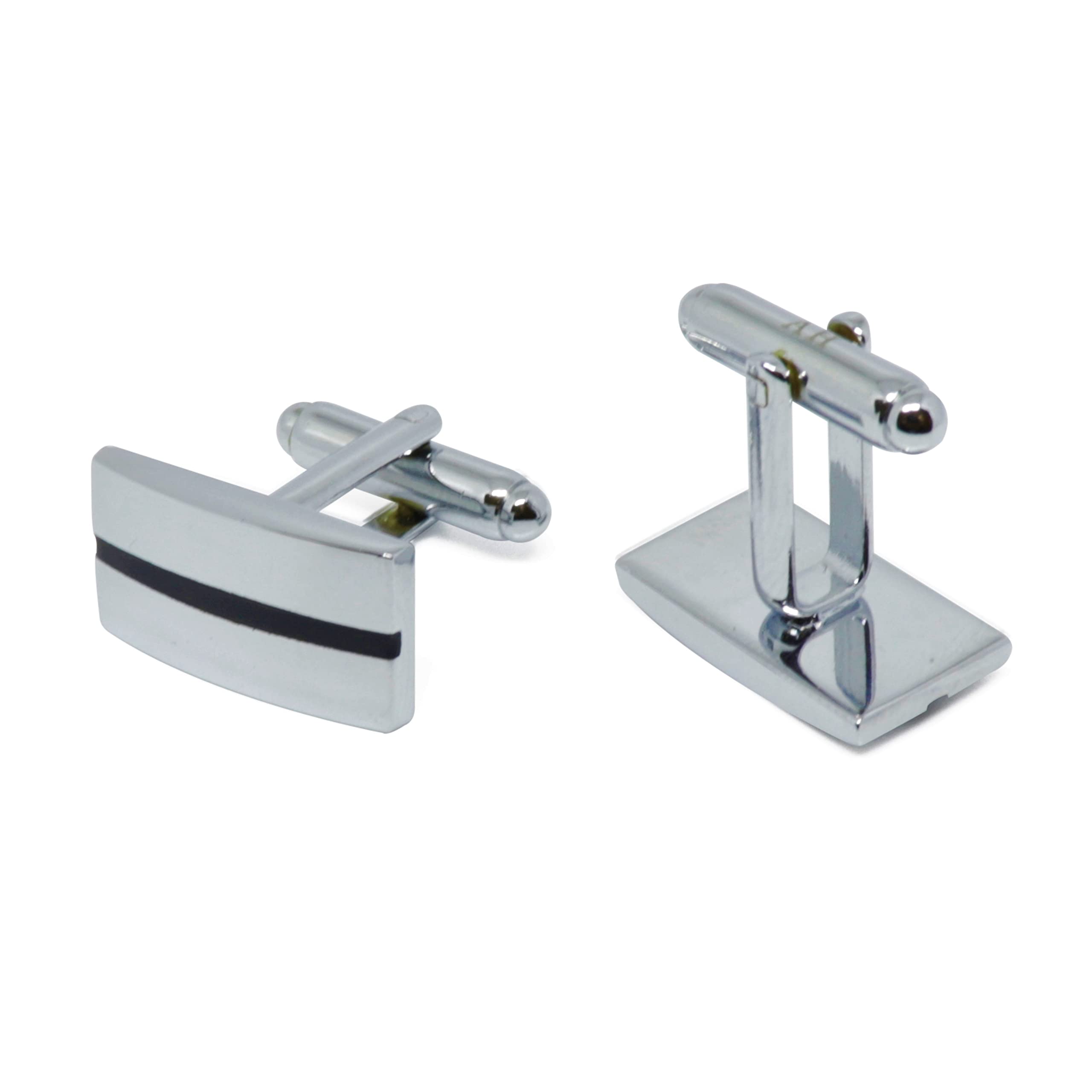 Anthony Harrison Men's Cufflinks – Silver Black Cufflinks for Men – Premium Stainless Steel Jewelry for Men – Elegant and Classy Cufflinks for Men Set – Ideal for Wedding, Party, Ceremony