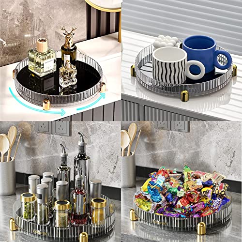 Amoilly 11" Lazy Susan Organizer, Turntable Lazy Susan for Cabinet, Makeup Perfume Organizer, Bathroom Vanity Tray, Spice Bottle Organizer, Counter Organizer (White)