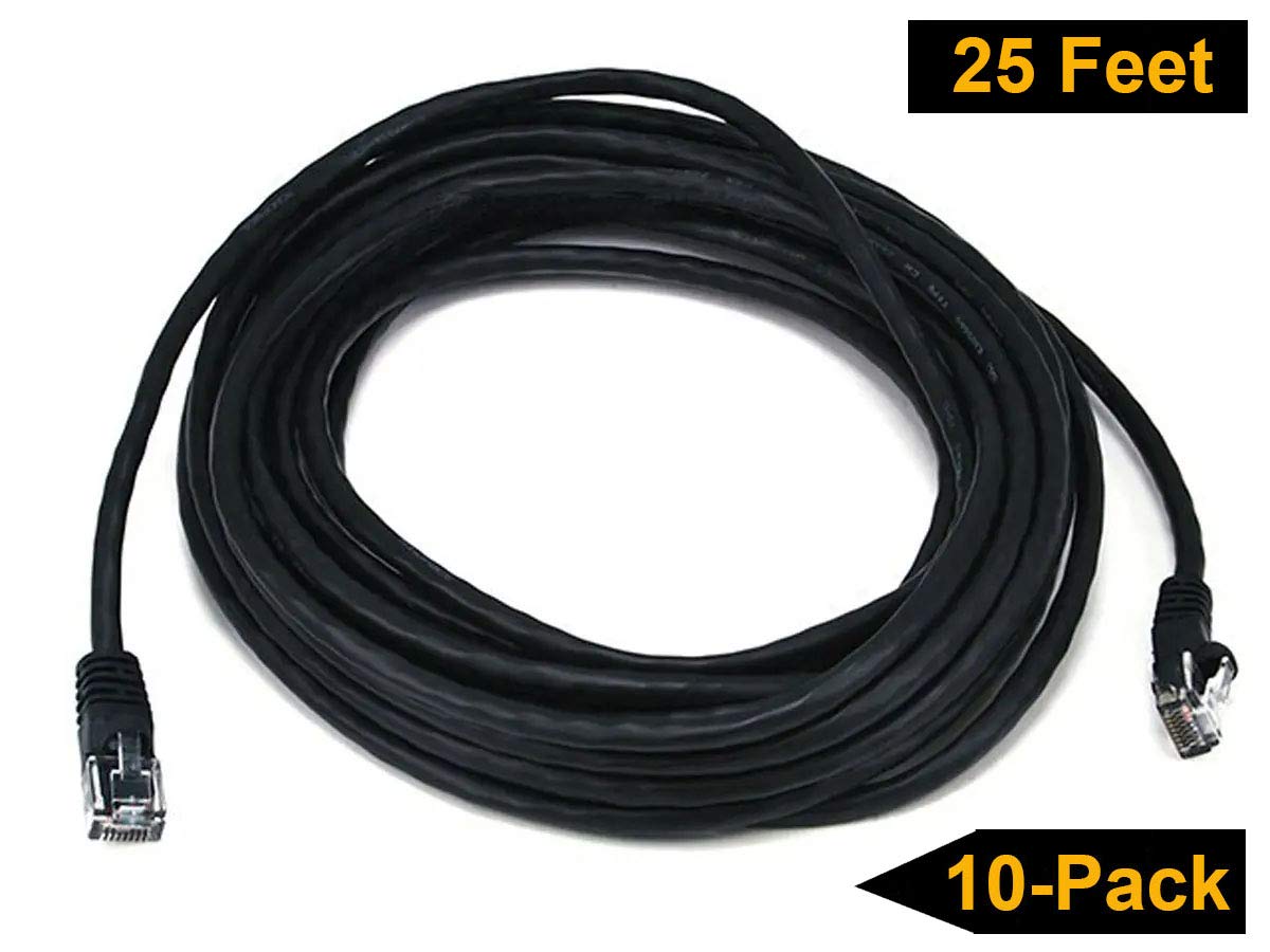 iMBAPrice 15' Cat5e Network Ethernet Patch Cable, 10 Pack, Black (IMBA-CAT5-15BK-10PK)