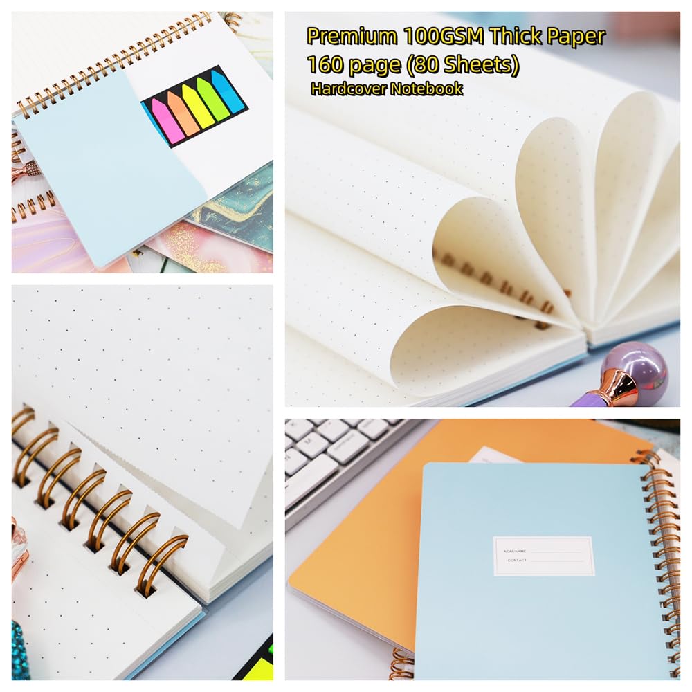 Aesthetic Journal notebook set of 6,Dotted Page,5.5”x8.3”, Interstellar space Pattern, 80 Sheets 160 Pages,Perfect Supplies to Stay Organized at Work or School,Thoughtful Gifts