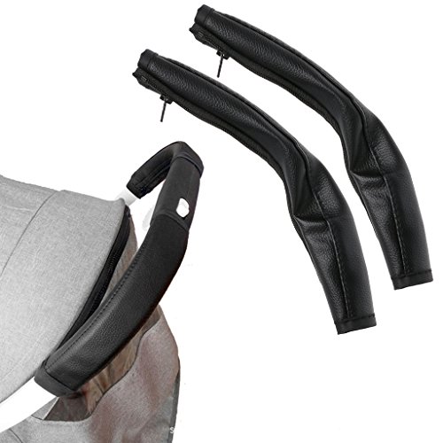 Baby Stroller Armrest Protective Cover,Leather Pram Stroller Handle Sleeve Cover with Zipped