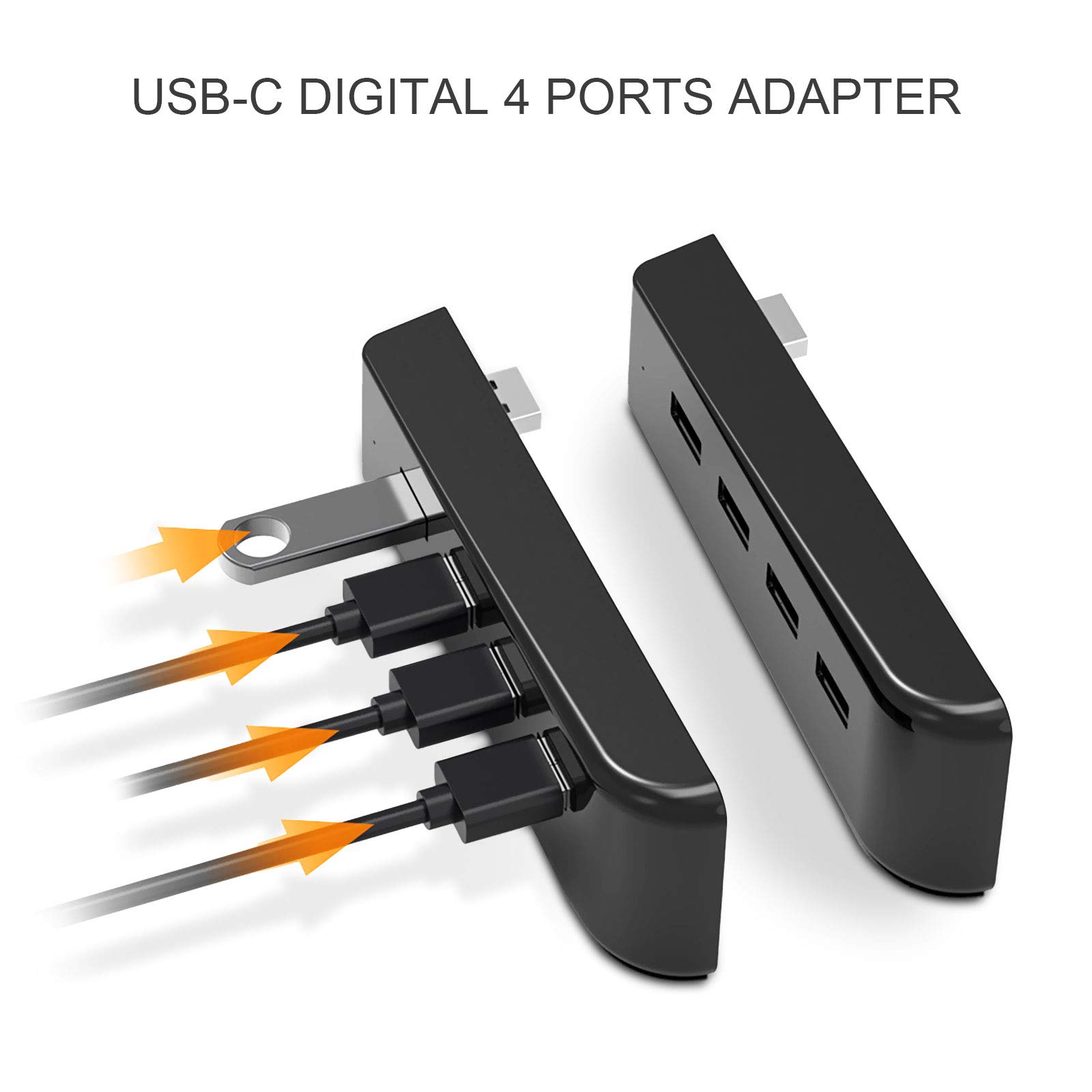 AKNES 4 Port Hub for PS5 Console, USB 3.0/2.0 High-Speed Expansion Hub Charger Controller Adapter Connector Compatible with Playstation 5 Gaming Console,Expands Game Console Ports, Black