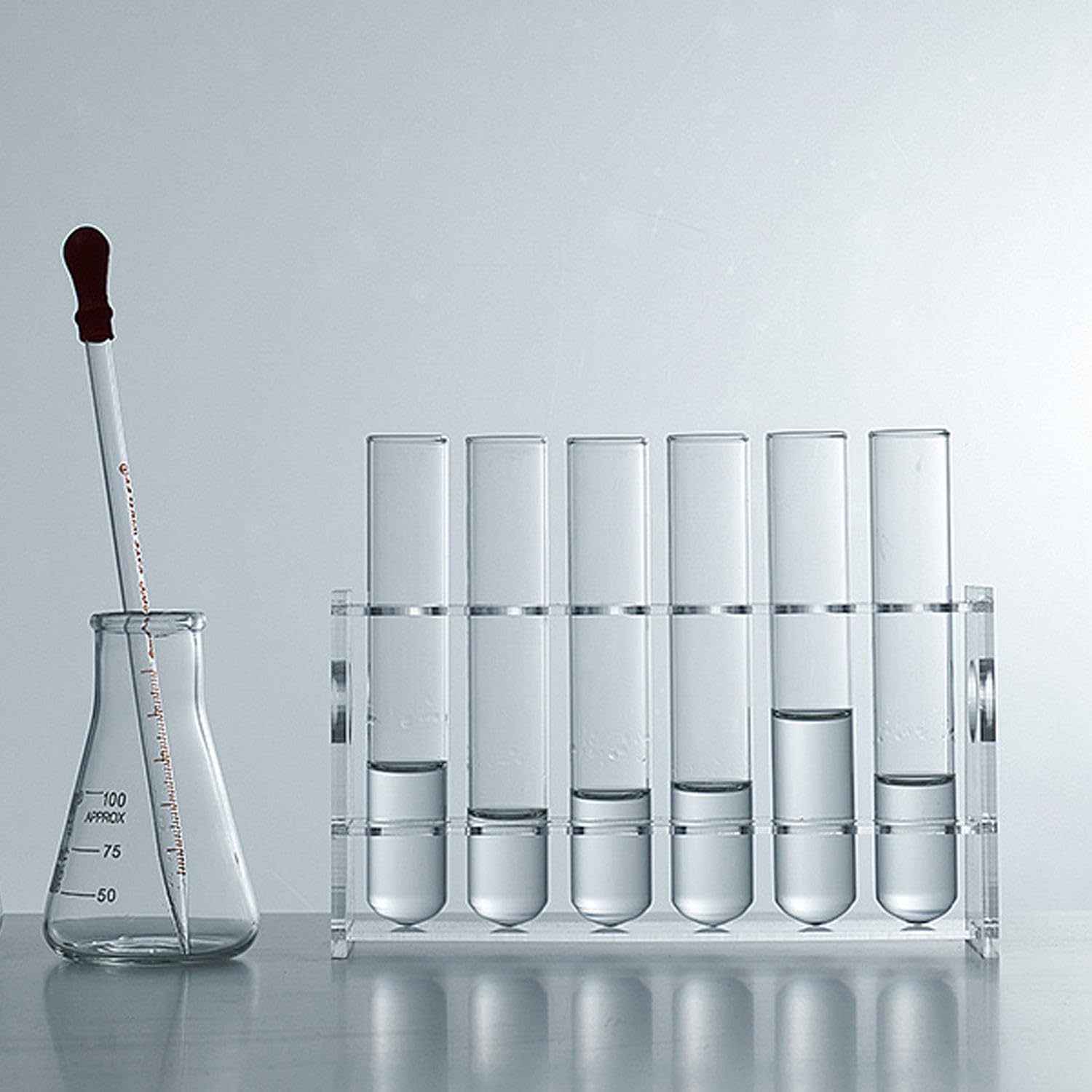 RUIAN 6 Wells Lab Stand Holder Clear Acrylic Tube Rack for 10ml Centrifuge Test Tubes