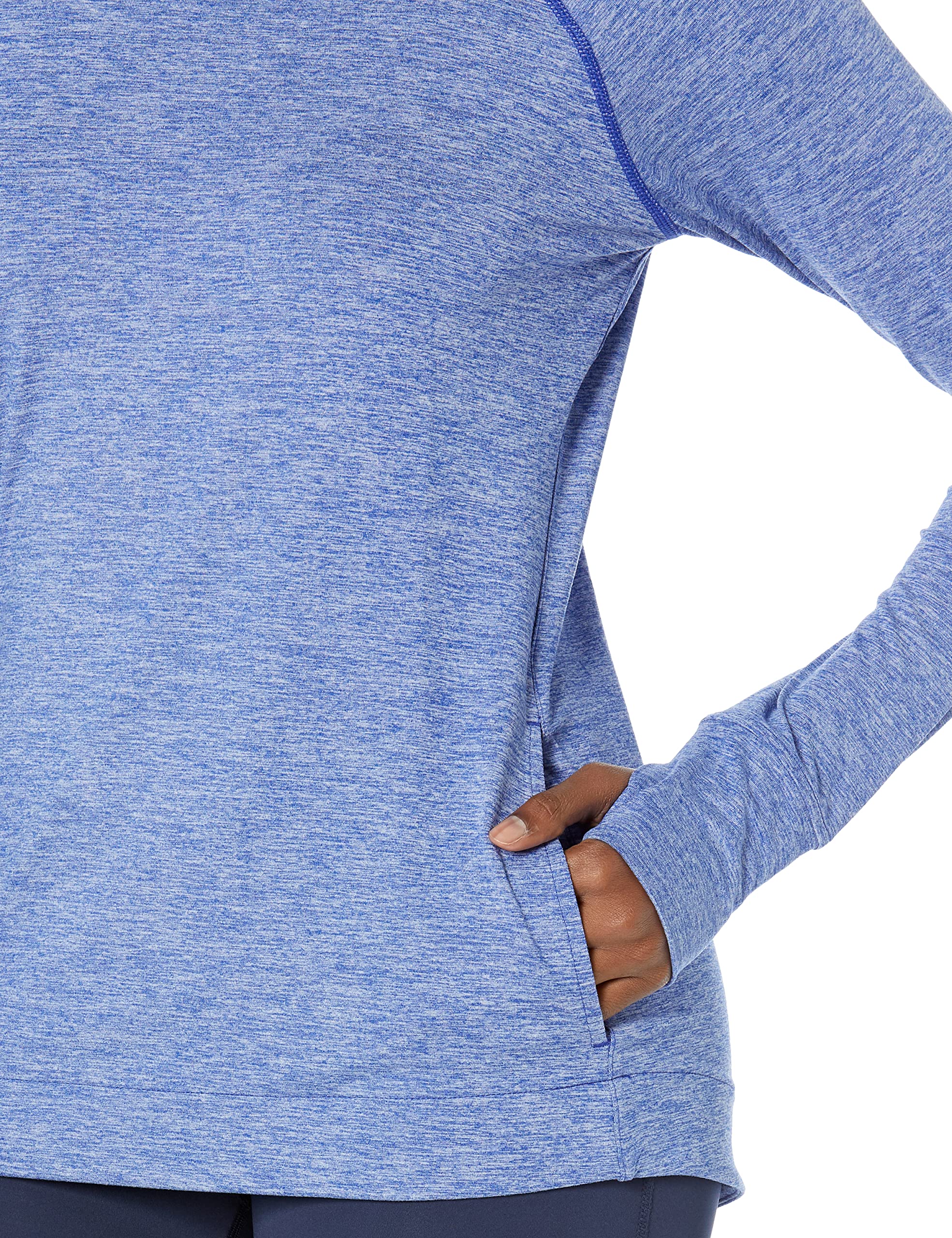 Amazon Essentials Women's Brushed Tech Stretch Popover Hoodie (Available in Plus Size), Blue Space Dye, Small
