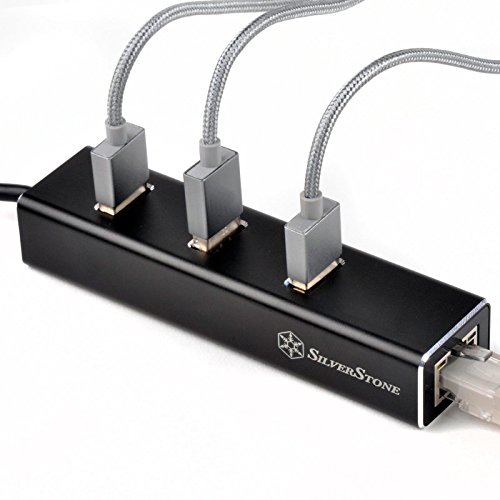 Silverstone SST-EP04B USB 3.1 Gen1 Compatible, 3-Port Hub/LAN Adapter