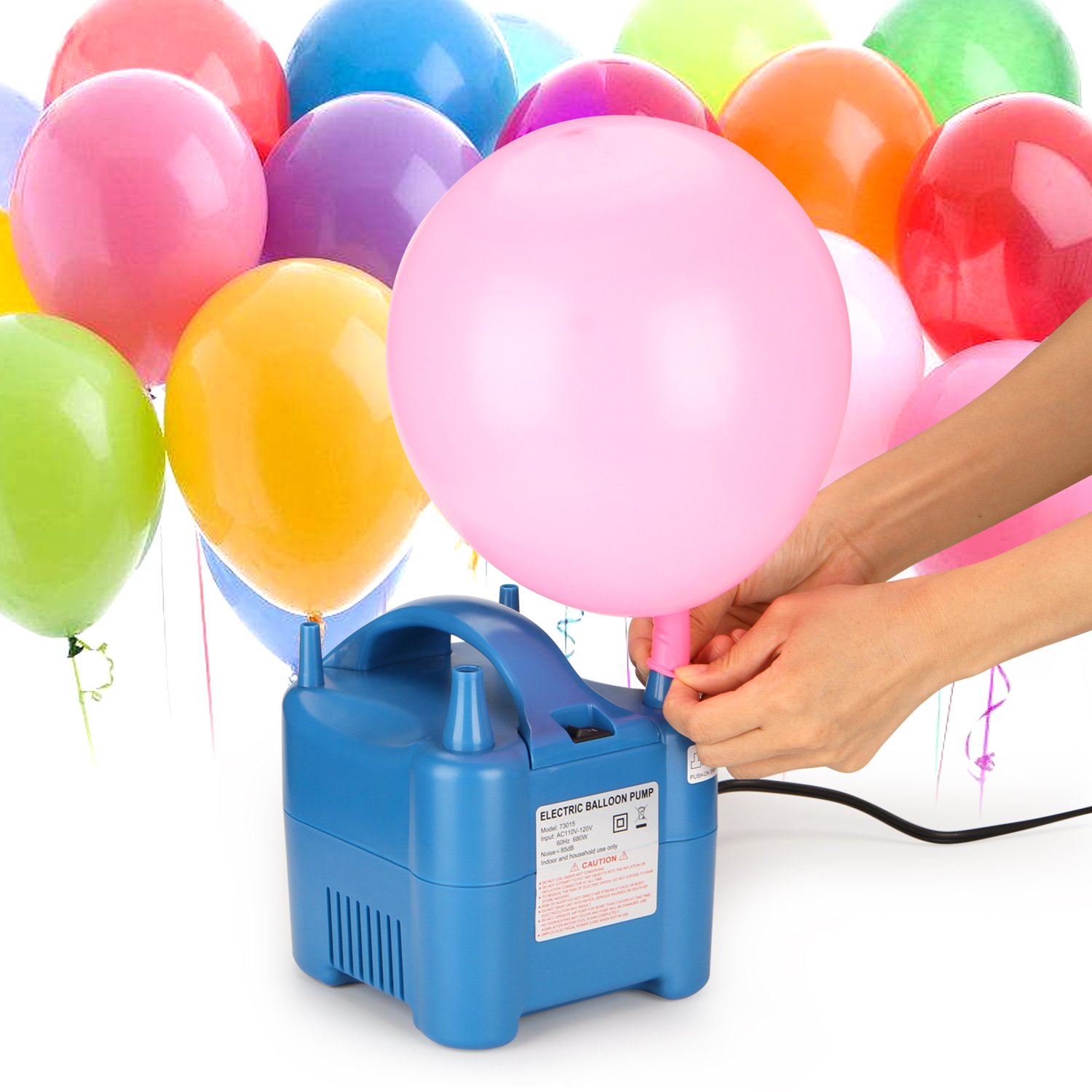 AGPtek 680W High Power Two Nozzle High Power Electric Balloon Inflator Pump Portable Blue Air Blower,Inflate in One Second, BP3-EU